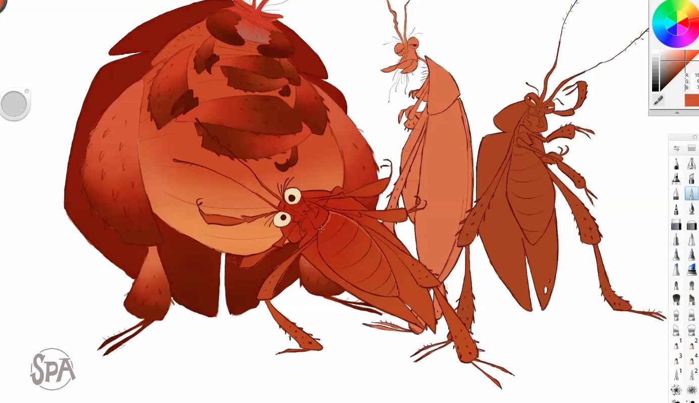 Sergio Pablo’s Character Time Lapse Drawing : Roaches